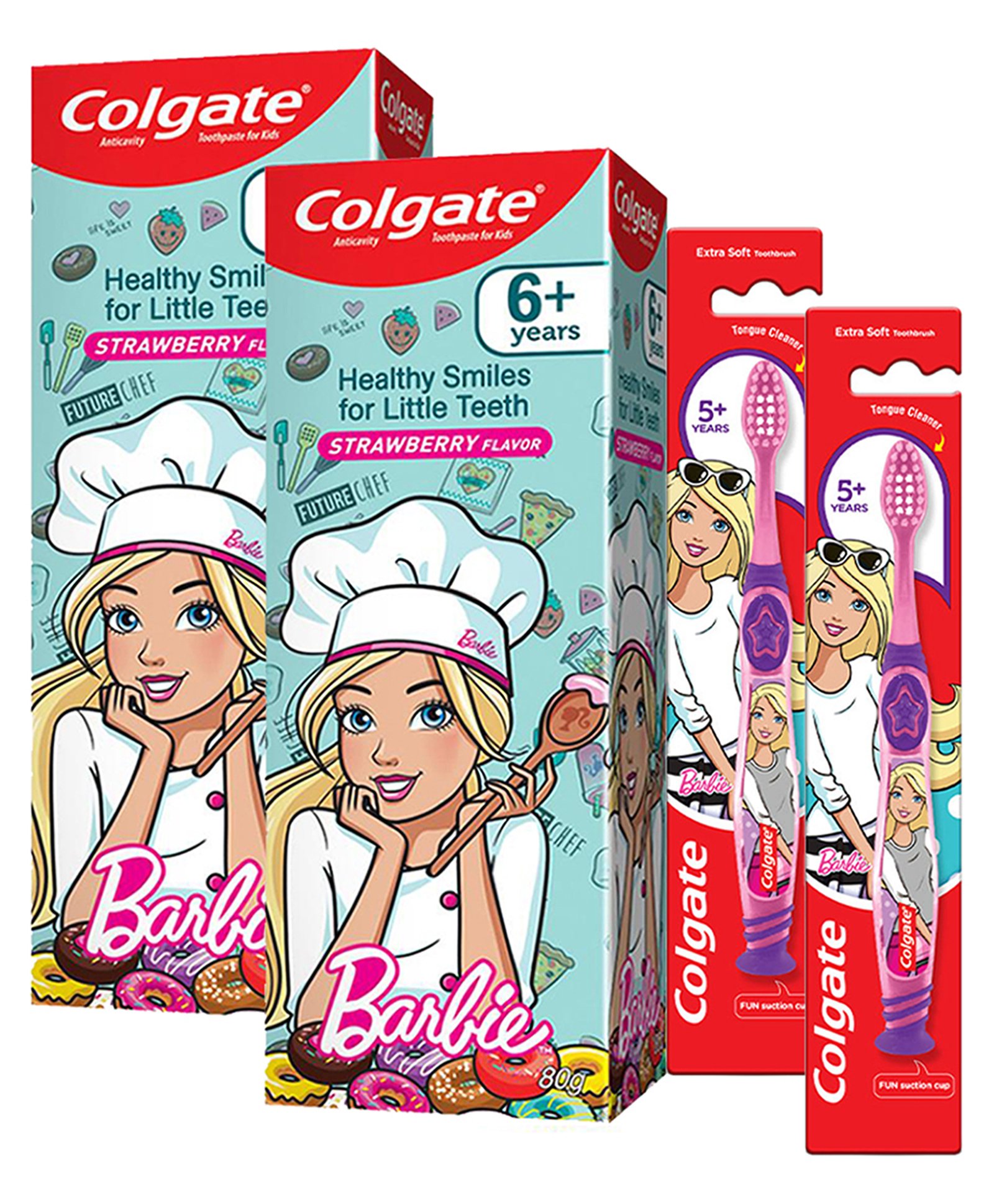 Buy Colgate Kids Barbie Toothbrush, Extra Soft with Tongue Cleaner - 2 ...