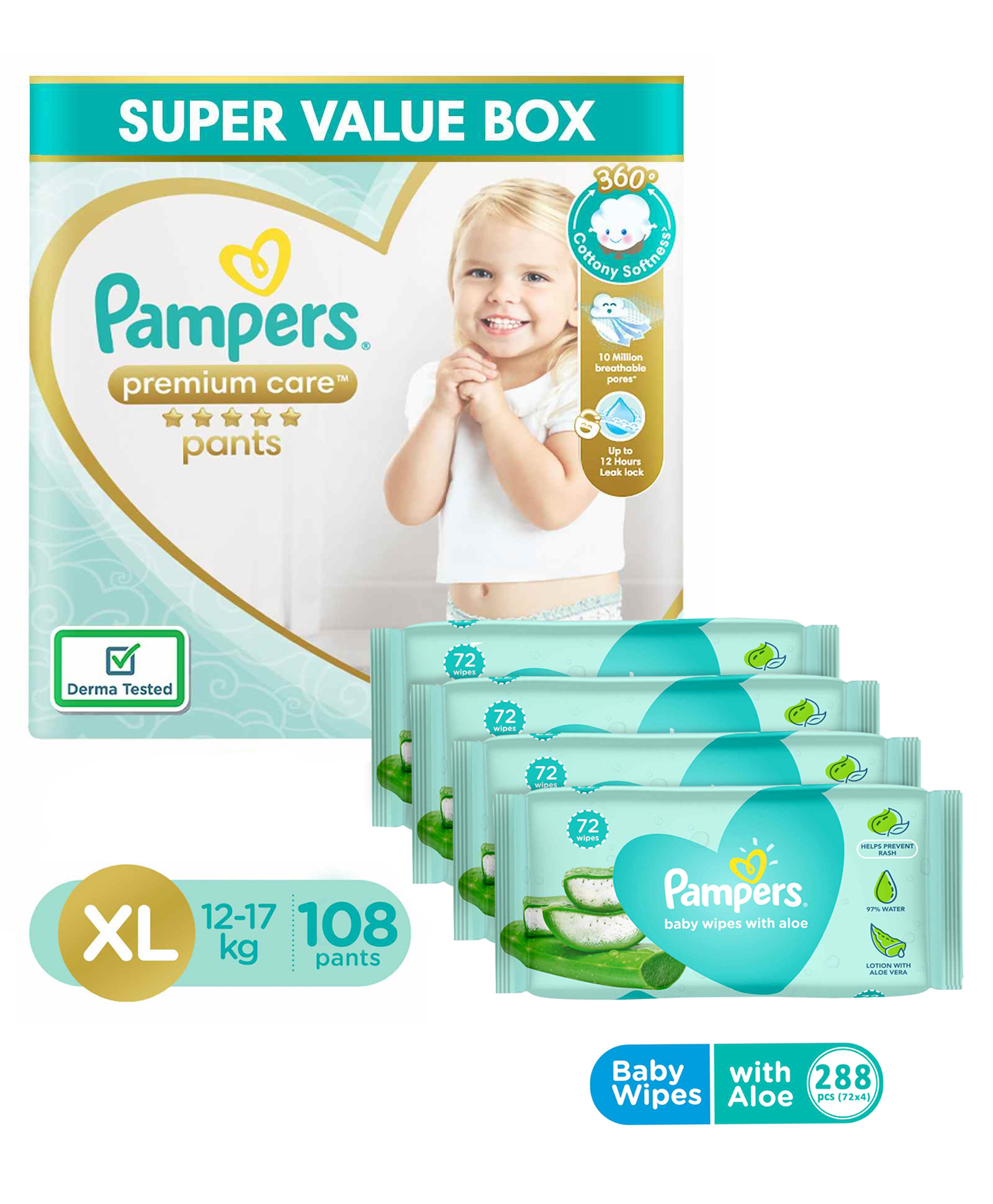 Buy Pampers Premium Care Pant Style Diapers Super Value Pack XL Size ...